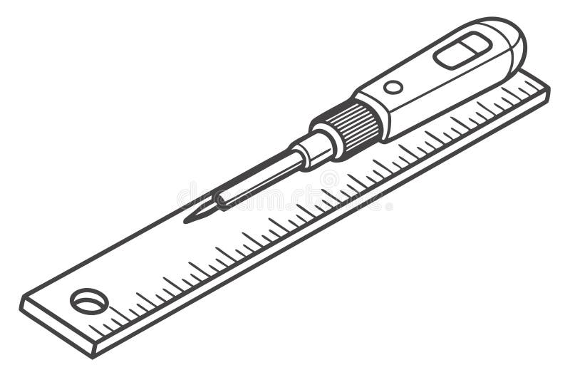 Precision Tools Illustration Featuring a Screwdriver and a Ruler in a ...