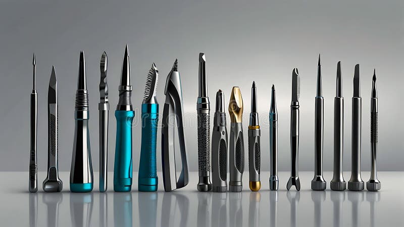 Precision Tools in a Row, High-End Design Stock Illustration ...