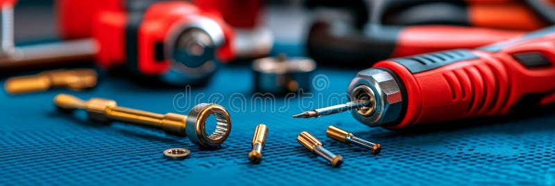 Precision Tools and Small Parts Closeup of Precision Tools Small Screws ...