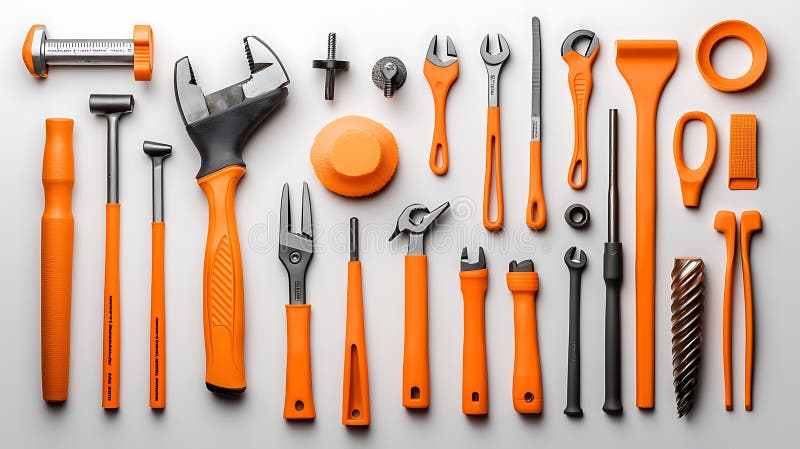 Precision Tools in Vibrant Orange Color Set Stock Illustration ...