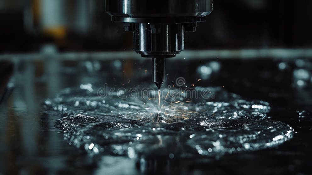 Precision Water Jet Cutting Metal Fabrication Process Stock ...
