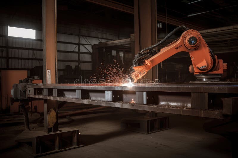Precision Welding Robot Performing Calibration on Structural Beam Stock ...