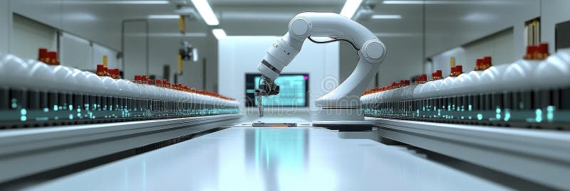 Precision of a White Robotic Arm in High-tech Setting Stock ...