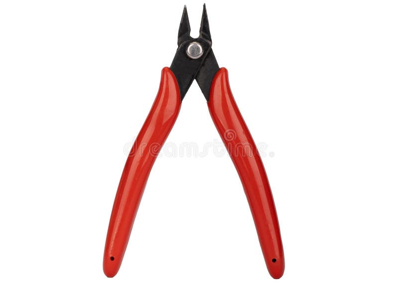 Precision Wire Cutter with Red Handles Isolated Stock Image - Image of ...