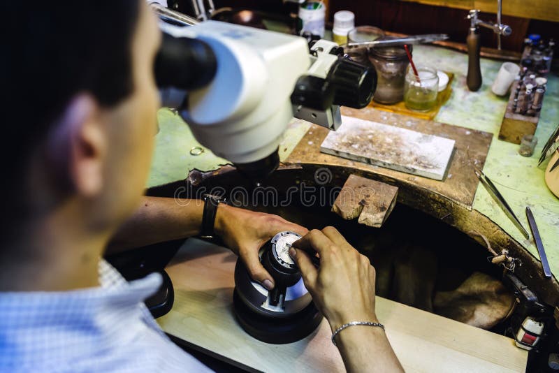 Precision Work Carried Out by Jeweler Stock Photo - Image of operating ...
