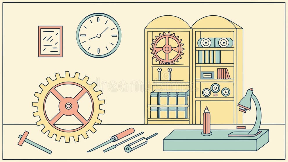 Precision Workshop with Microscope and Gears, Watchmaking or ...