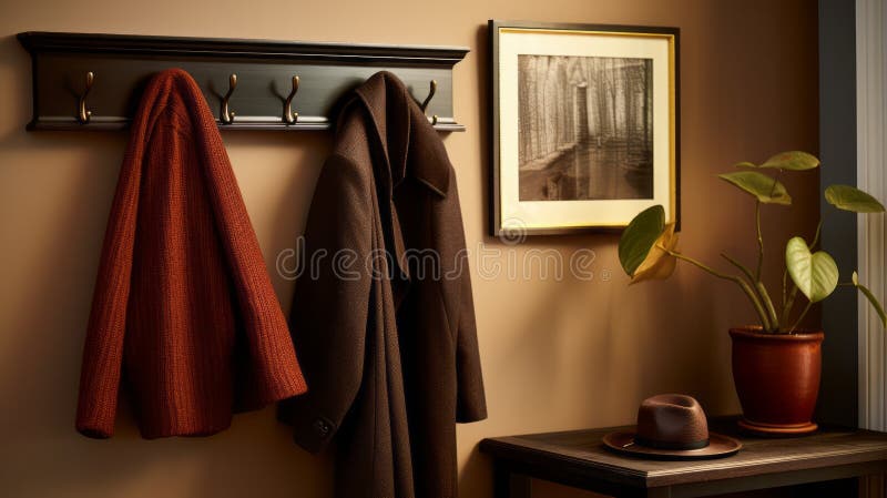 Precisionist Coat Rack with Coats and Plant: a Modern Twist on ...