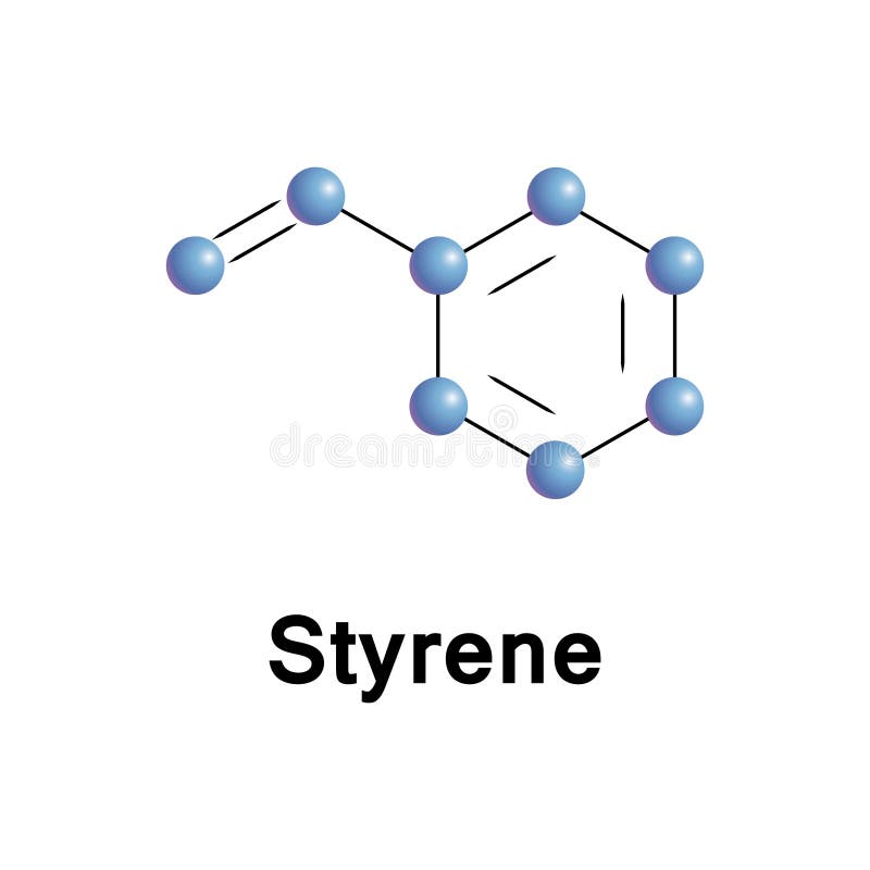 Una molécula del estireno stock de ilustración. Ilustración de molécula ...