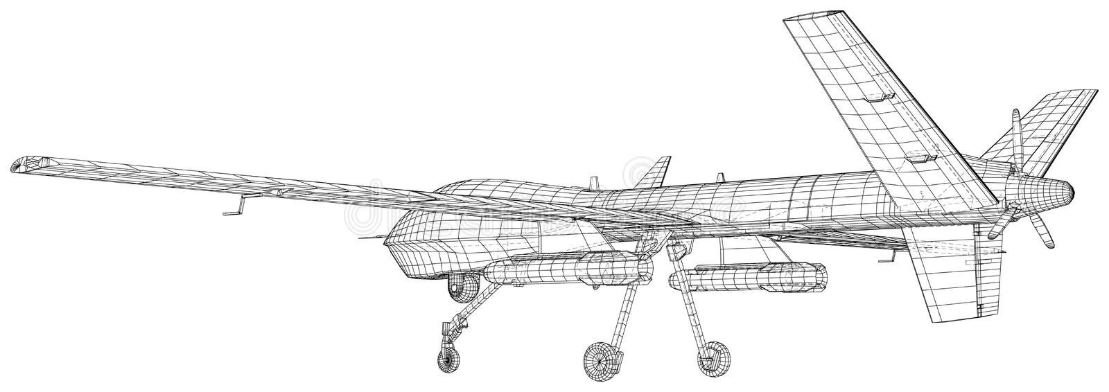 Aircraft Unmanned Predator Military Drone. Vector Created of 3d, Wire ...
