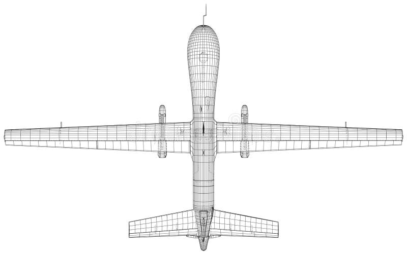 Predator Drone. Wire-frame Outline Drawing Aircraft. Vector Created of ...
