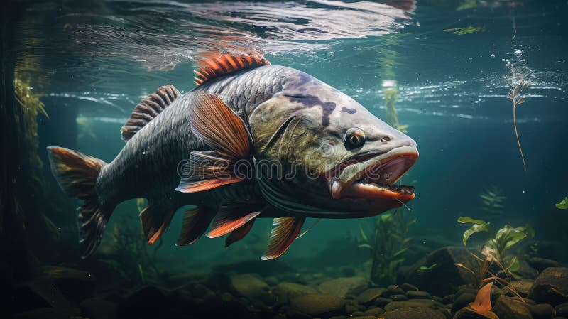 A Predator Fish Waiting for Its Prey Stock Illustration - Illustration ...