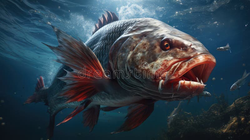Predator Fish and Catfish Vector Illustration Stock Vector ...