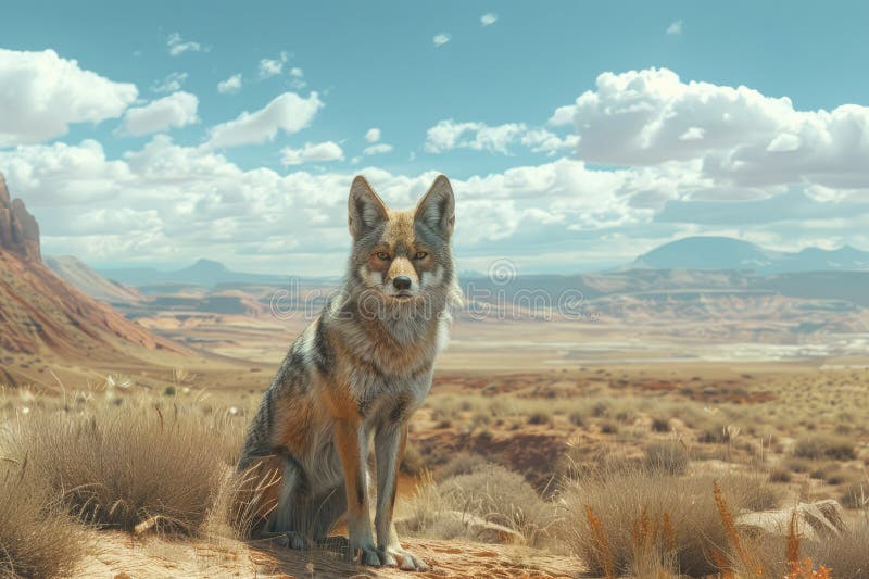 Predator Wild Coyote in the Desert Stock Photo - Image of animals, howl ...