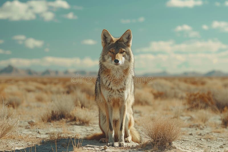 Predator Wild Coyote in the Desert Stock Photo - Image of howl, mammal ...