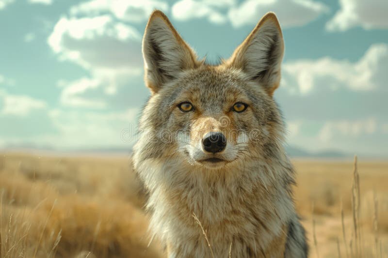 Predator Wild Coyote in the Desert Stock Image - Image of predator ...