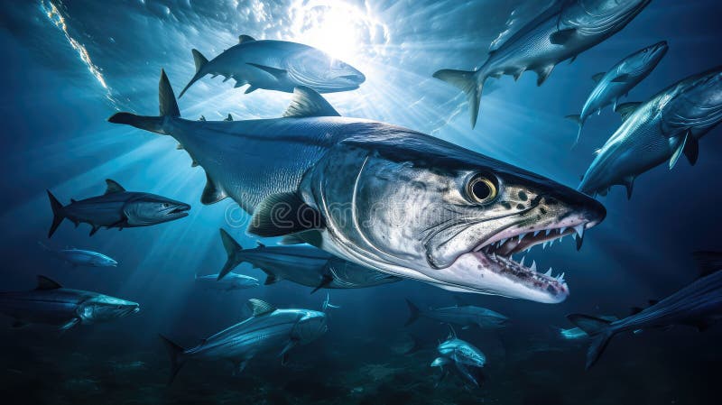 Predators fish under water stock illustration. Illustration of powerful ...
