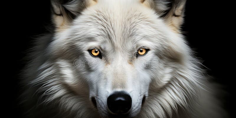 Predators Glare Close-Up on White Wolf Eyes in the Night Stock ...