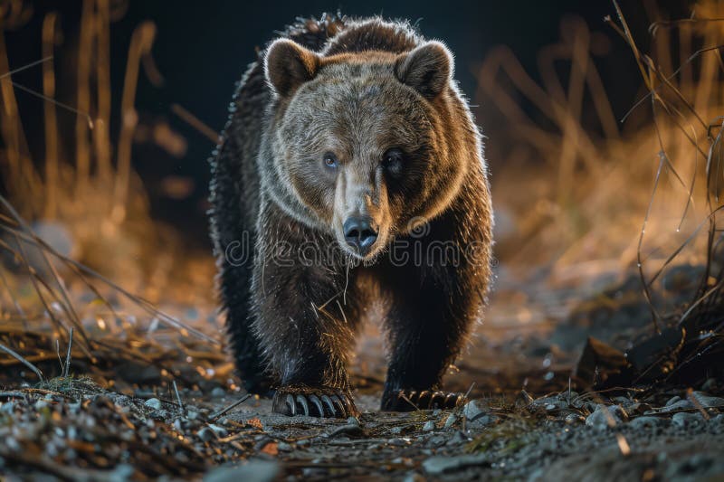 Predators of the Night, Bear Wildlife in Darkness. AI Generated Stock ...