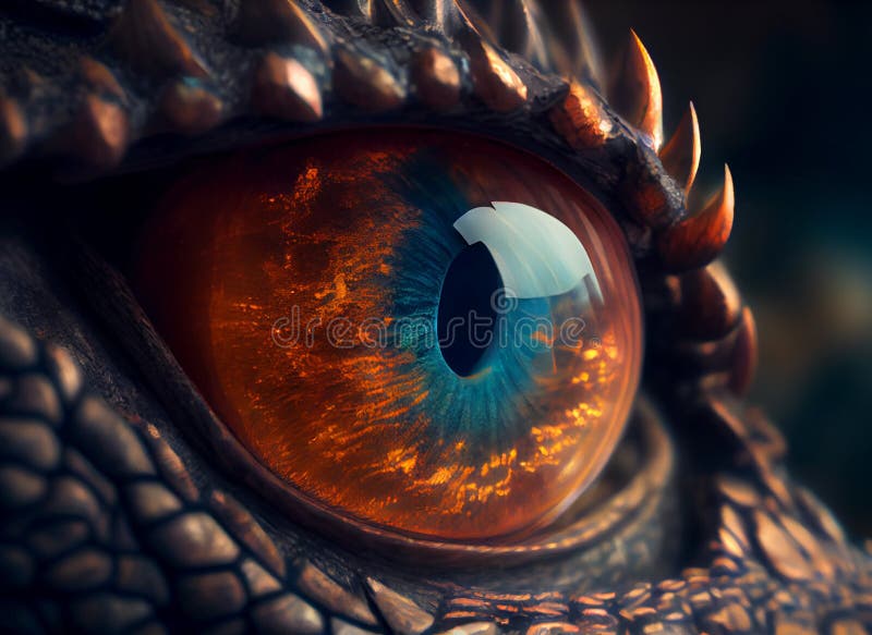 Predatory Eye of the Dragon Close-up. Lizard Eye Stock Illustration ...