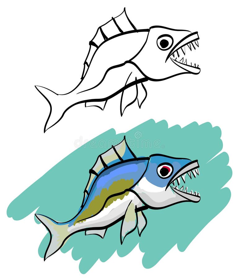 Predatory fish stock vector. Illustration of blue, mascot - 28119330