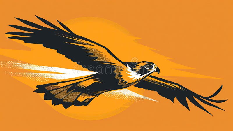 A Predatory Hawk Swooping Down from the Sky Stock Illustration ...
