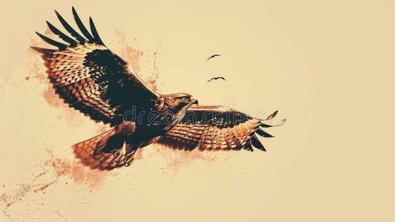 A Predatory Hawk Swooping Down from the Sky Stock Illustration ...
