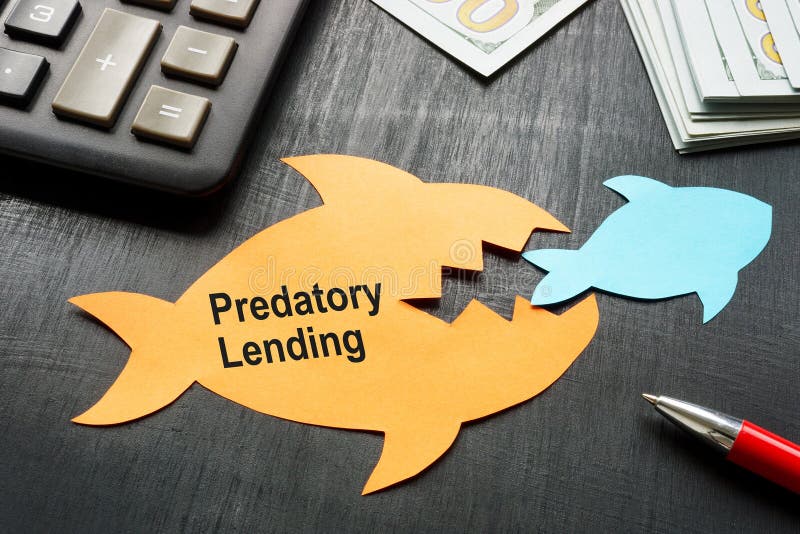 Predatory Lending Concept. Two Paper Fish on the Office Table. Stock ...
