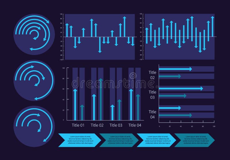 Prediction of Business Growth Infographic Template Set for Dark Theme ...