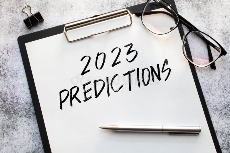 2023 Predictions Expectations Concept on Wooden Blocks on Grey Paper ...
