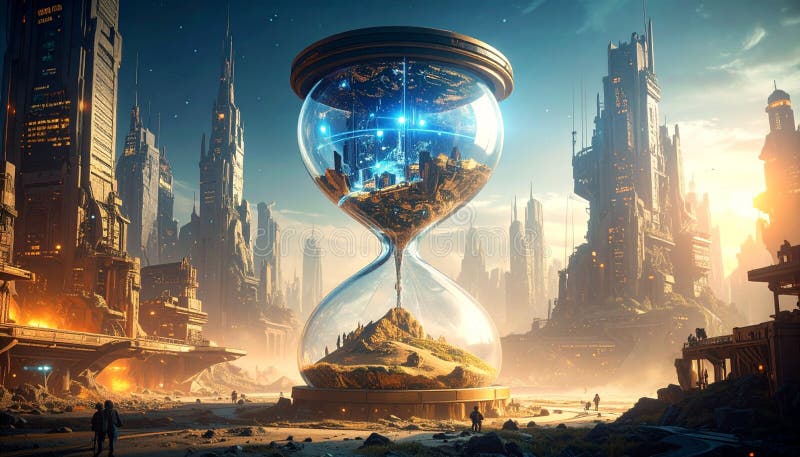 Predictive Analysis Futuristic Hourglass. Artificial Intelligence ...