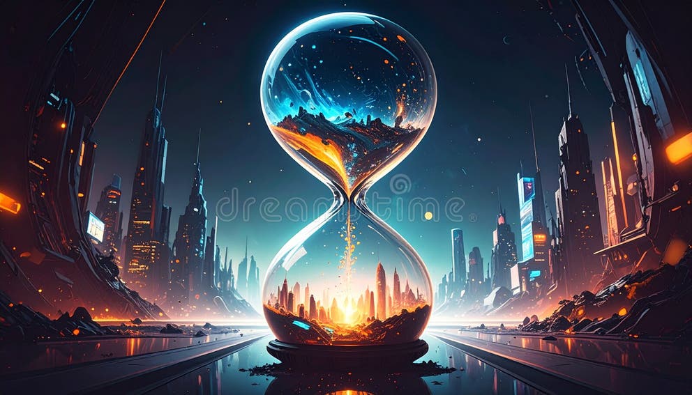 Predictive Analysis Futuristic Hourglass. Artificial Intelligence ...