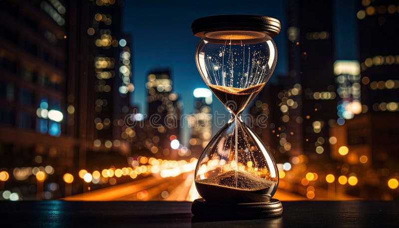 Predictive Analysis Futuristic Hourglass. Artificial Intelligence ...