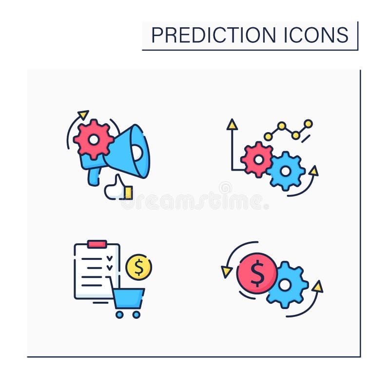 Predictive Analytics Color Icons Set Stock Vector - Illustration of ...