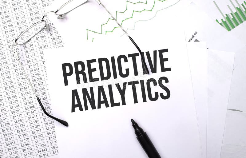 PREDICTIVE ANALYTICS . Conceptual Background with Chart ,papers, Pen ...