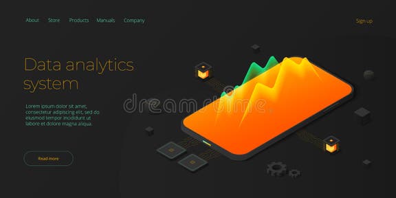 Predictive Analytics in Isometric Vector Illustration. Data Mining ...