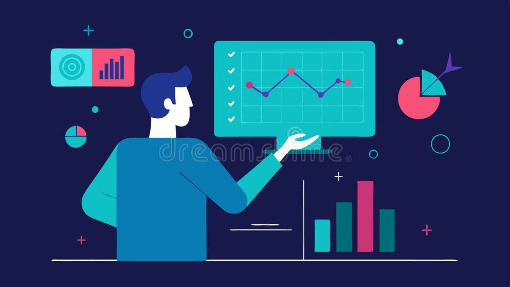 Predictive Analytics a Manager Analyzing a Holographic Screen ...
