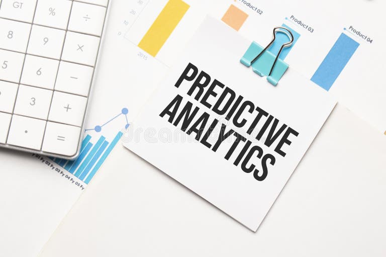 PREDICTIVE ANALYTICS Text Concept. Office Workplace Table with ...