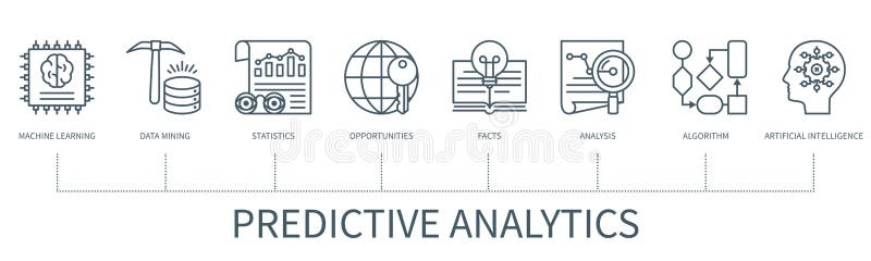 Predictive Analytics Vector Infographic in Minimal Outline Style Stock ...
