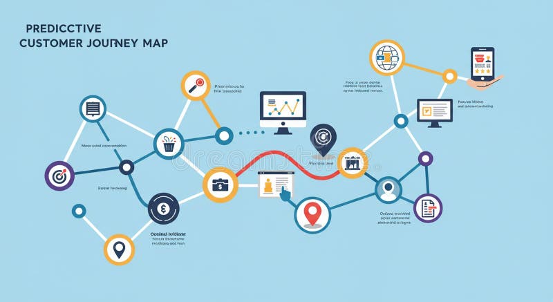 Predictive Customer Journey Map on a Blue Background with ...