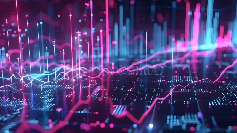 Predictive Data Analysis Glowing Trend Lines and Graph Stock ...