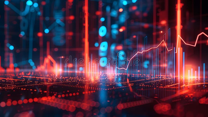 Predictive Data Analysis Glowing Trend Lines and Graphs. Stock ...