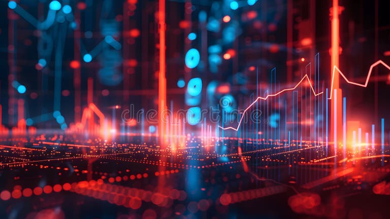 Predictive Data Analysis Glowing Trend Lines and Graphs. Stock ...