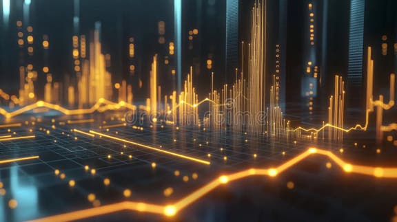 Predictive Data Analysis with Glowing Trend Lines and Graphs Stock ...