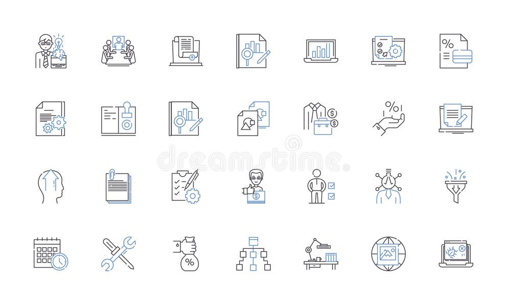Predictive Modeling Line Icons Collection. Algorithm, Bayesian, Classification, Clustering ...