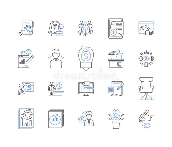 Predictive Modeling Line Icons Collection Forecasting Analysis
