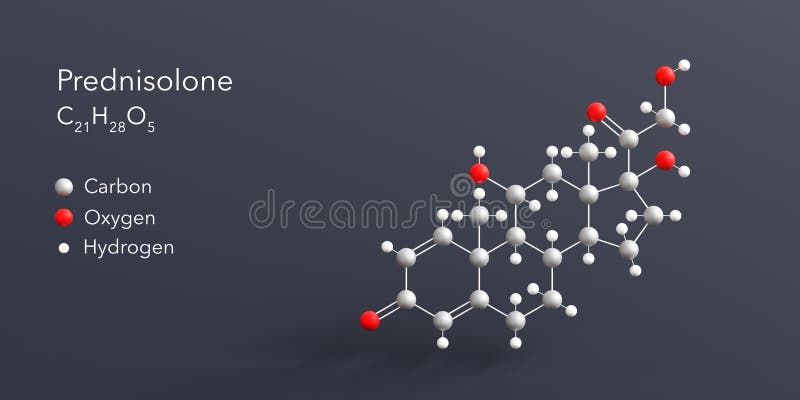 Prednisolone Molecule 3d Rendering, Flat Molecular Structure with ...