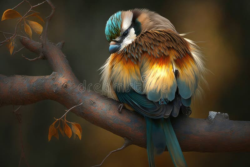 Preening and Elegant Bird on Tree Branch Stock Illustration ...