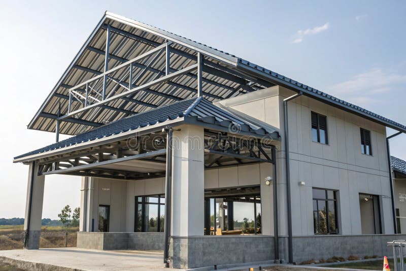 Prefabricated Building Structure with Steel Roof Frame Stock ...