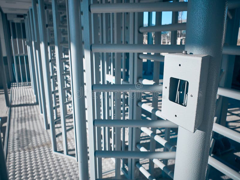 Prefabricated Checkpoint with Turnstile Stock Photo - Image of boundary ...