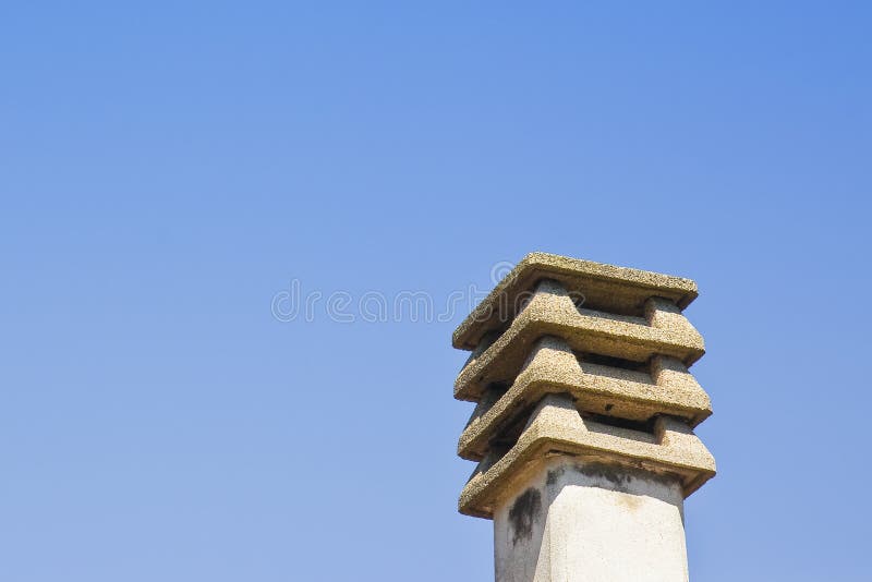 Prefabricated Concrete Chimney on Blue Background Stock Photo - Image ...